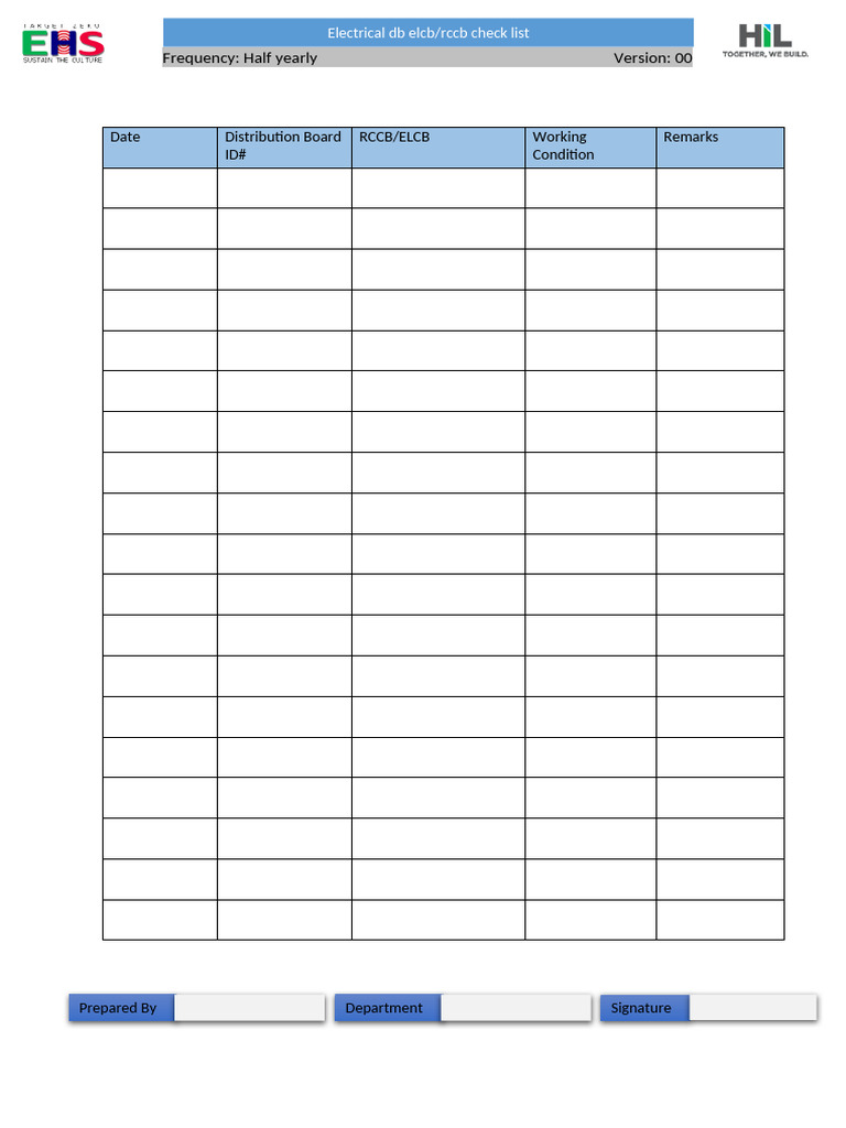 Electrical ELCB/RCCB Checklist Guide | PDF