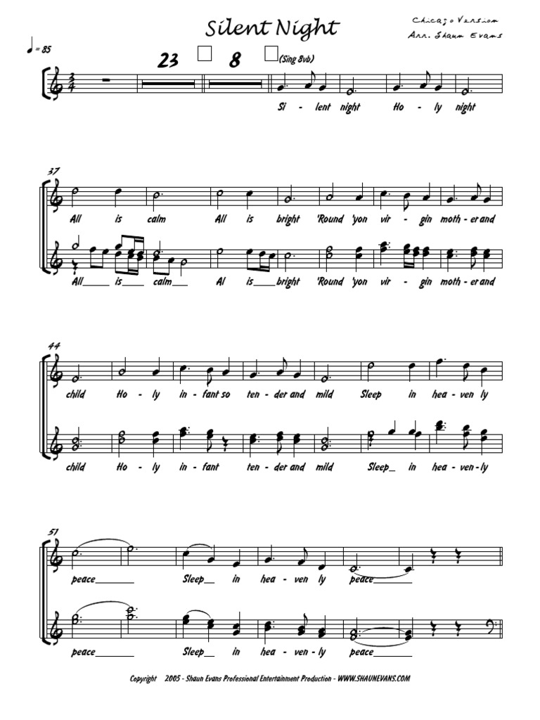 Silent Night (Chicago) (3 Horn) | PDF | Saxophone | Elementary Organology