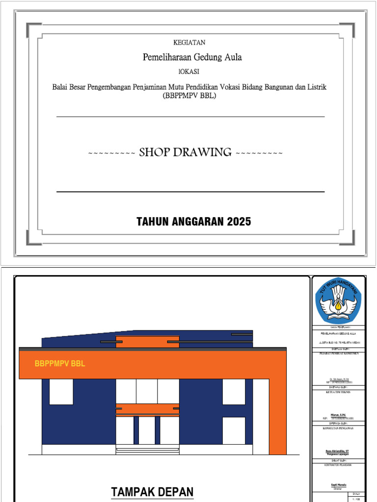 Shop Drawing Pemeliharaan Gedung Aula | PDF