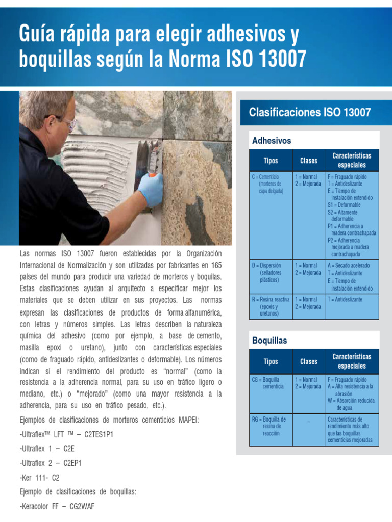 Adhesivos y Boquillas según ISO 13007 | PDF | Epoxy | Materiales