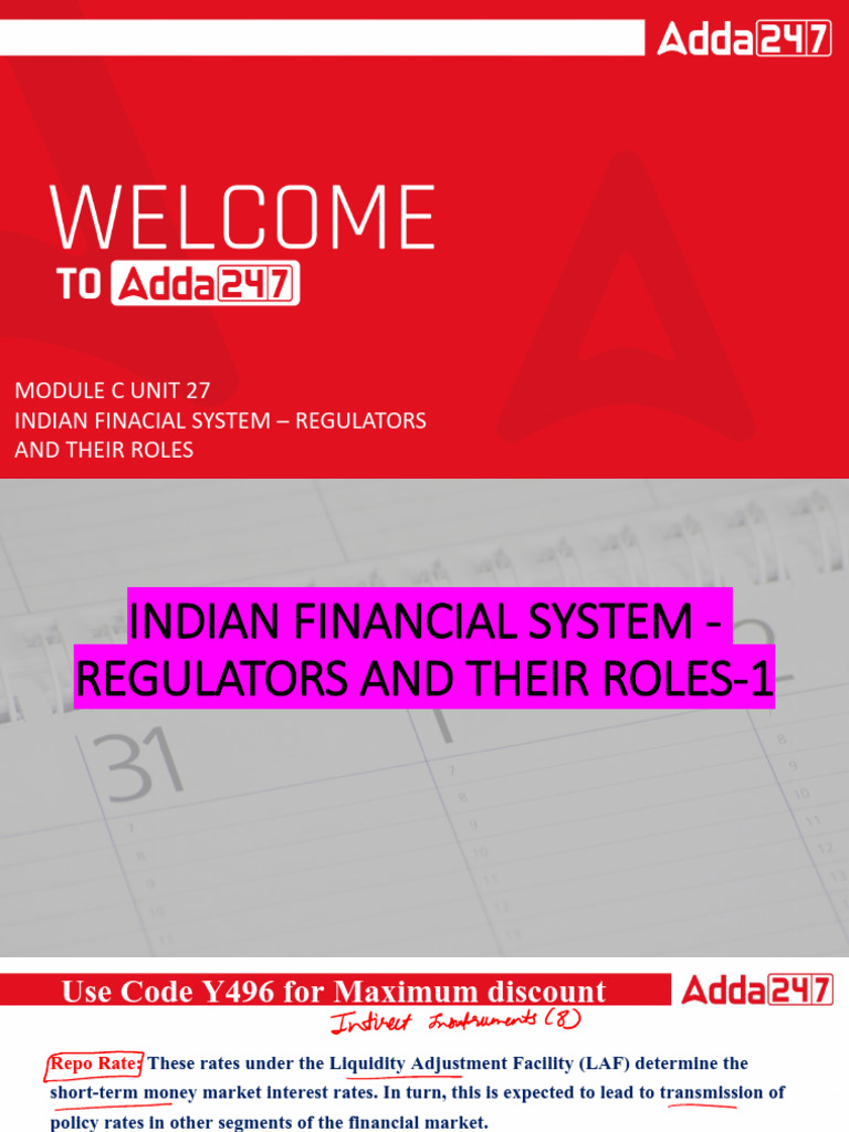 Indian Financial System Regulators Overview | PDF | Reserve Bank Of ...