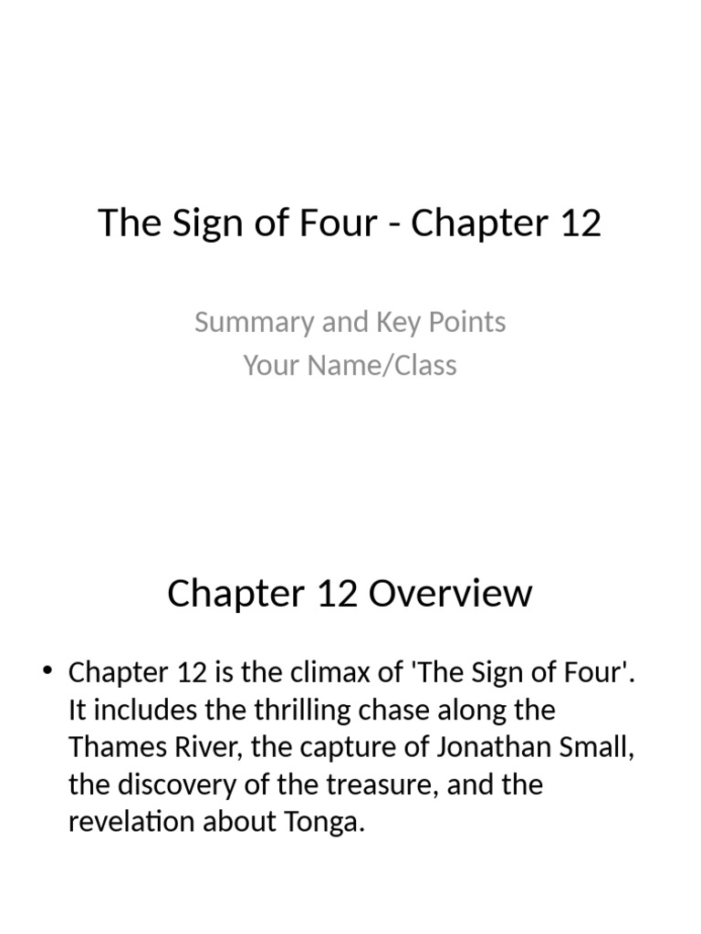 Sign of Four Chapter 12 Presentation With Image Placeholder | PDF