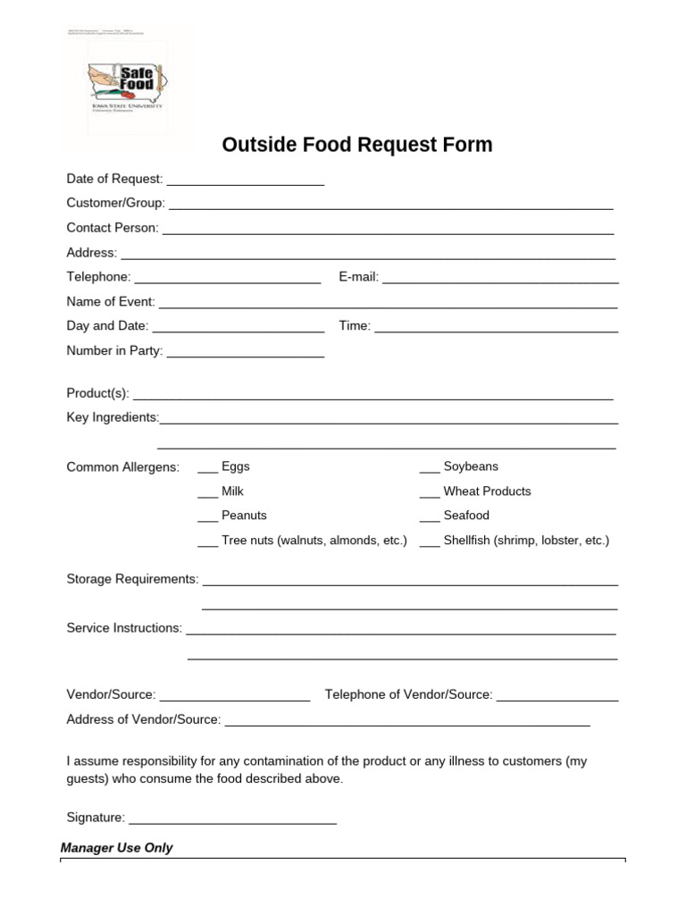 Outside Food Request Form | PDF