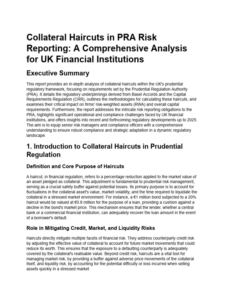 PRA Collateral Haircut Requirements | PDF | Basel Iii | Risk