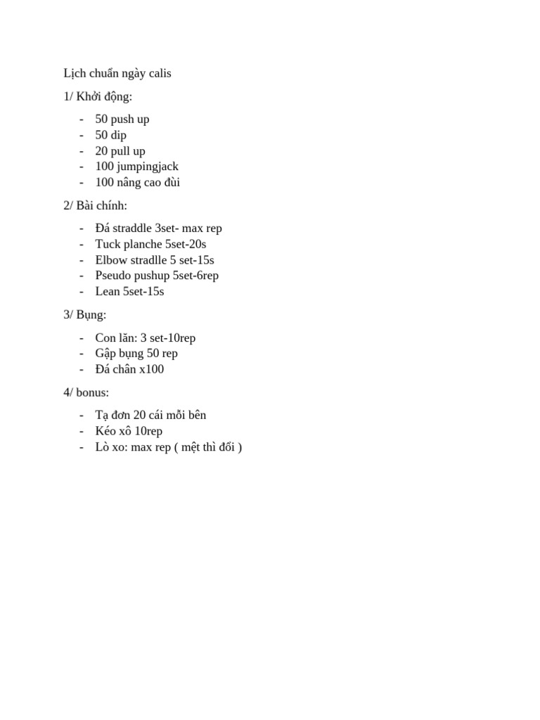 Lịch Chuẩn Ngày Calis | PDF