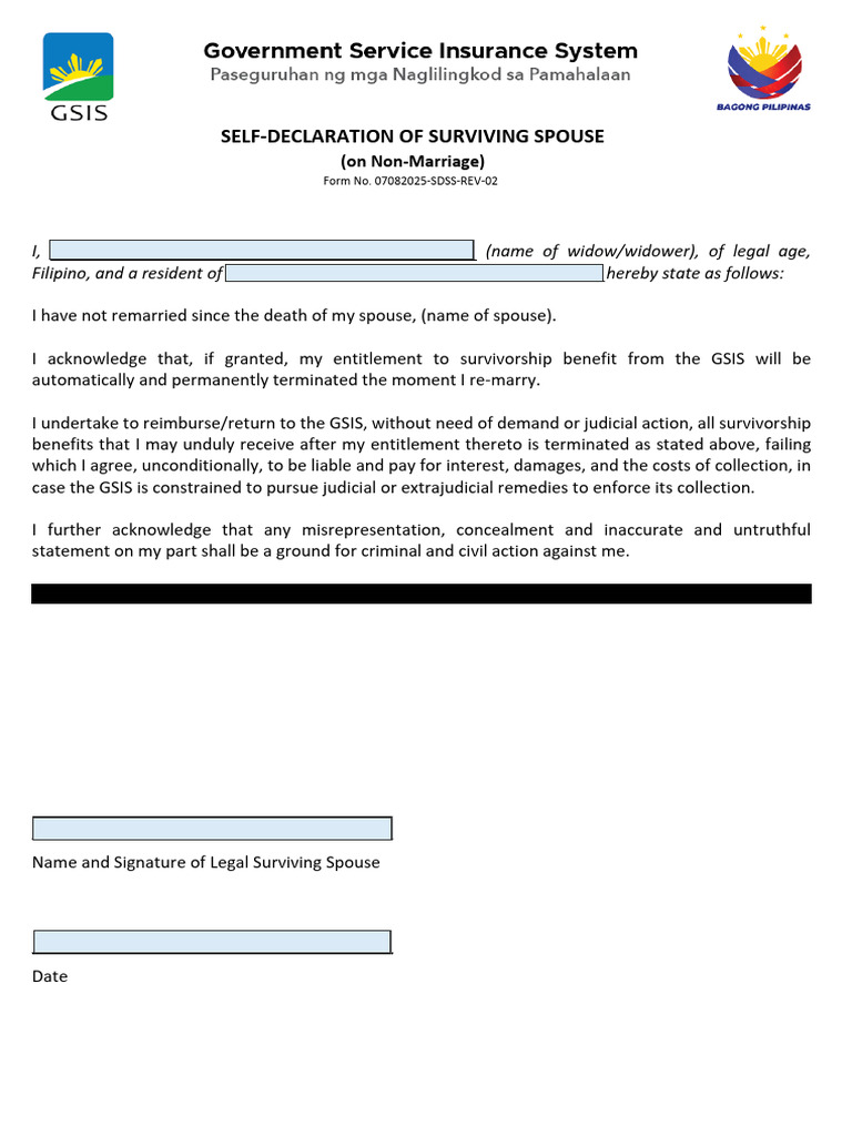 2Self-Declaration of Surviving Spouse (On Non-Marriage) | PDF