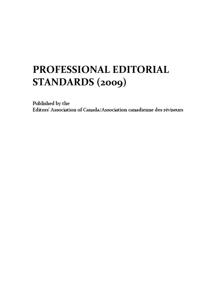 Professional Editorial STANDARDS (2009) | PDF | Editing | Copy Editing