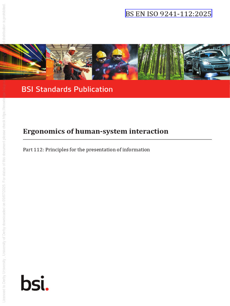 BS EN ISO 9241-112:2025 Ergonomics Standards | PDF | Usability ...