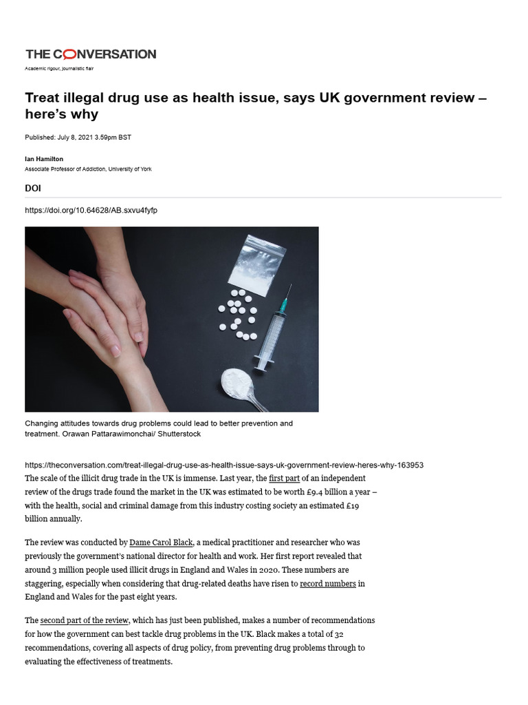Treat Illegal Drug Use As Health Issue, Says UK Government Review ...