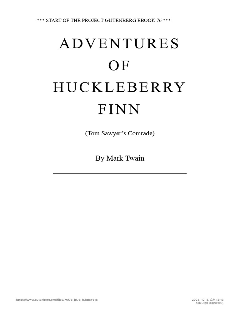 Adventures of Huckleberry Finn | Project Gutenberg | PDF | Huckleberry Finn