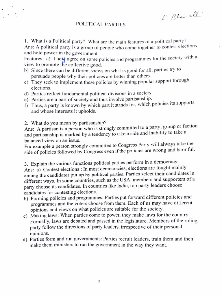 Political Parties Notes | PDF