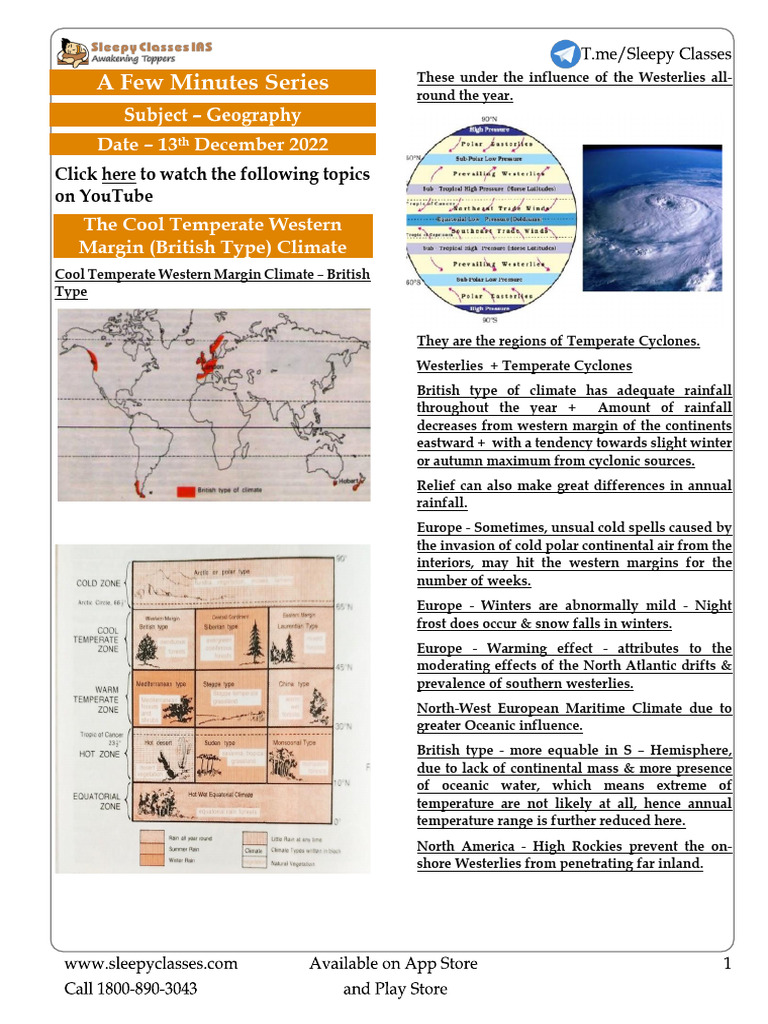 World Climate Type - Lecture 8 | PDF | Temperate Climate | Oceanic Climate