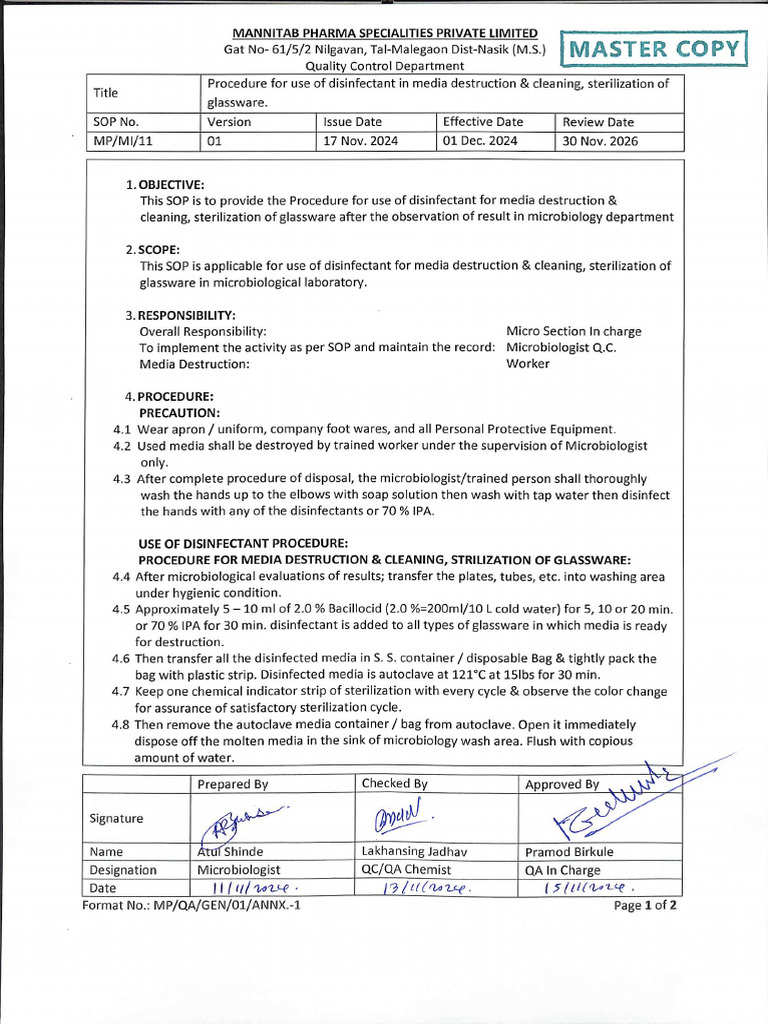Scan-SOP-Use of Disinfectant in Media Destruction & Cleaning ...