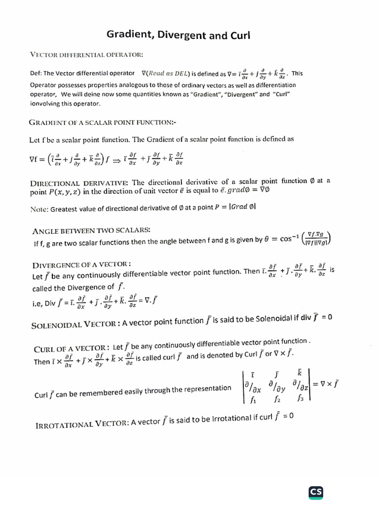 Gradient, Divergent, Curl | PDF