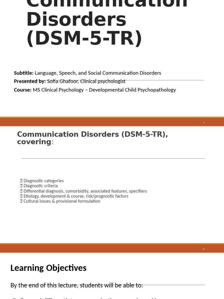 DSM-5-TR Communication Disorders Overview | PDF | Mental Disorder ...