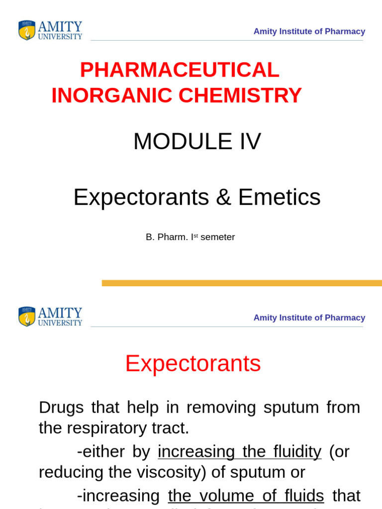 Expectorants and Emetics in Pharmacy | PDF | Vomiting | Hydrochloric Acid