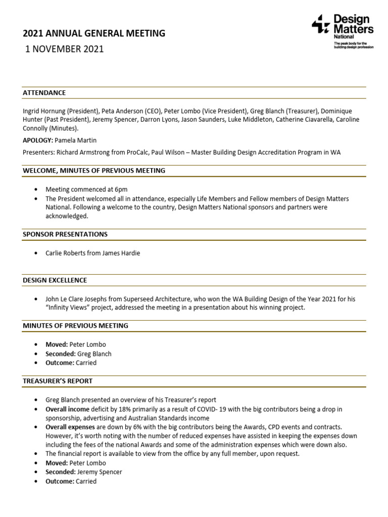 2021 Design Matters National AGM Summary | PDF