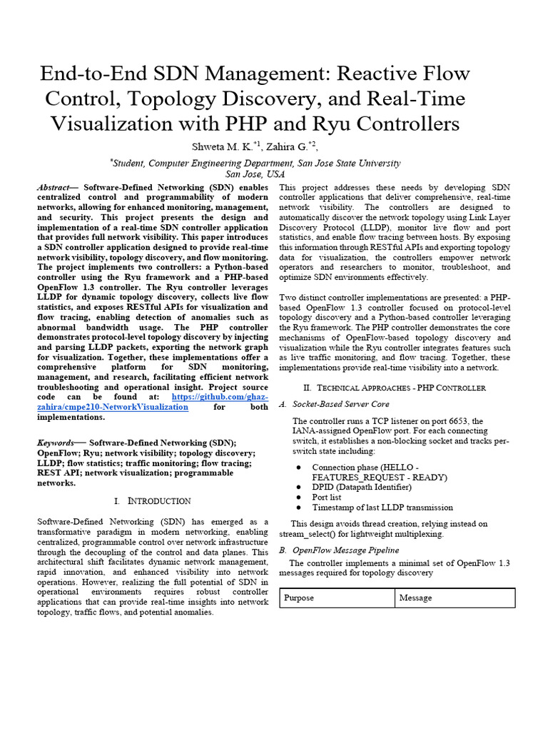 Real-Time SDN Management with PHP & Ryu | PDF | Computer Network ...