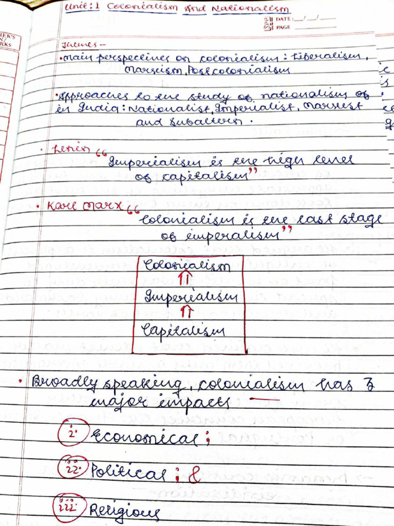 Colonialism and Nationalism Notes | PDF