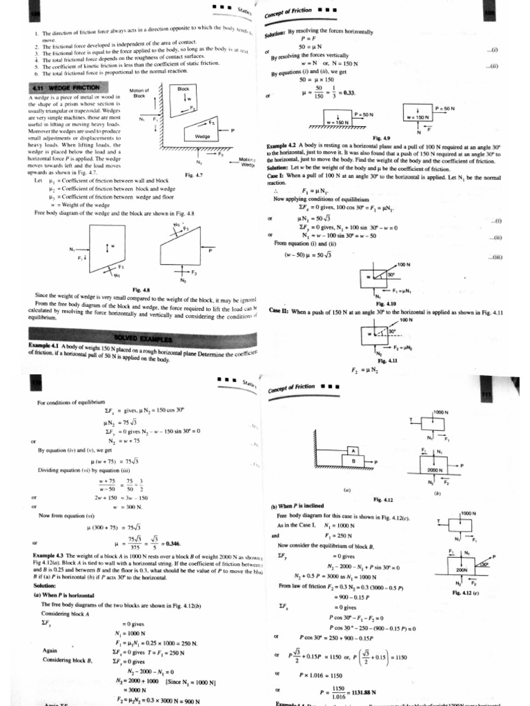 Concept of Friction Solved Examples-2 | PDF