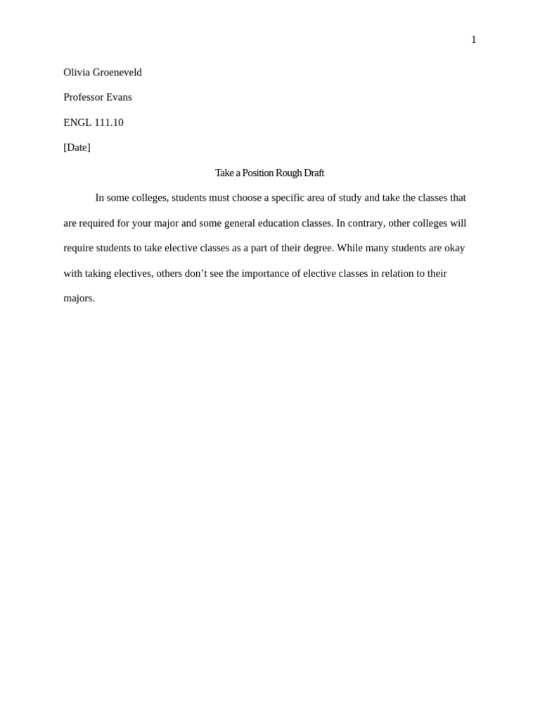 Take A Position Rough Draft | PDF