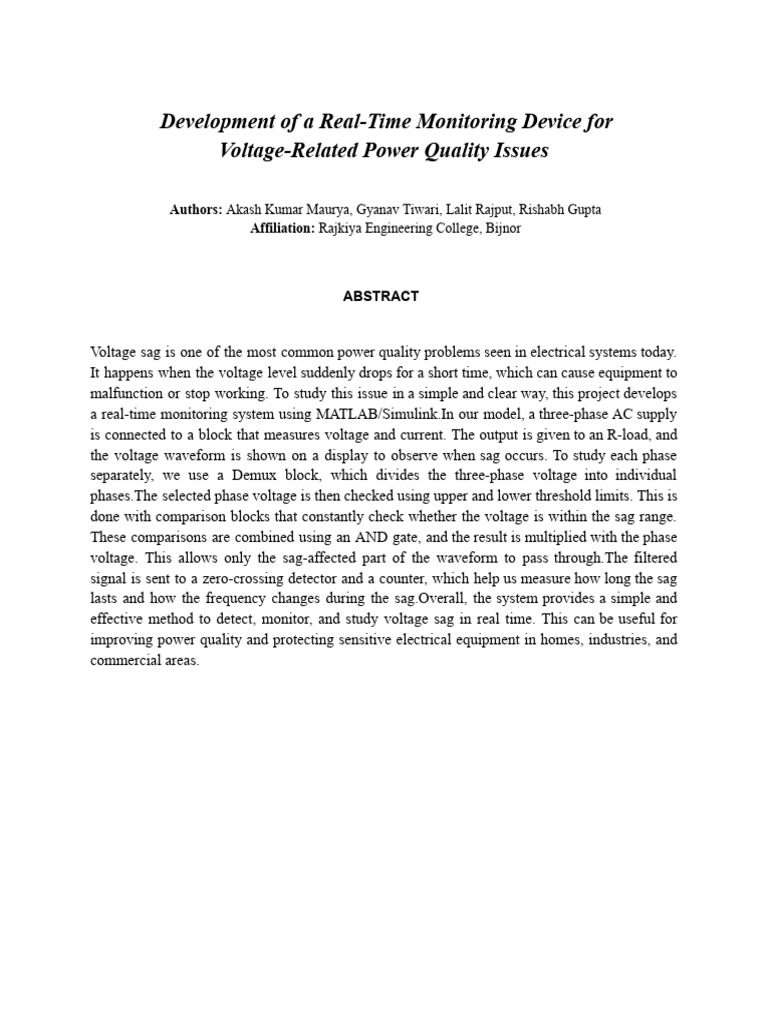 Development of A Real-Time Monitoring Device For Voltage-Related Power ...