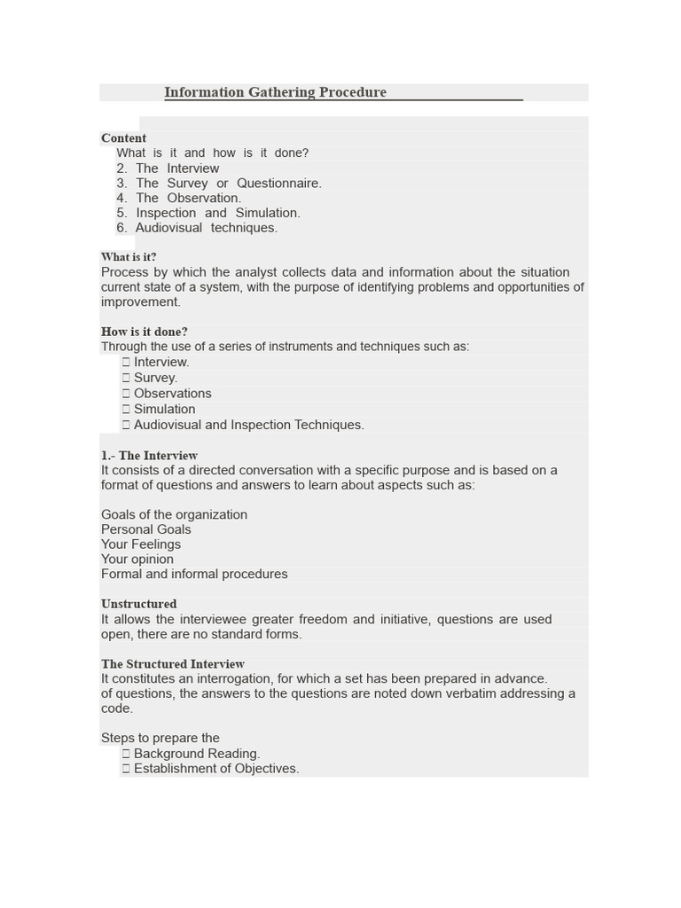 Information Gathering Manual | PDF | Interview | Survey Methodology