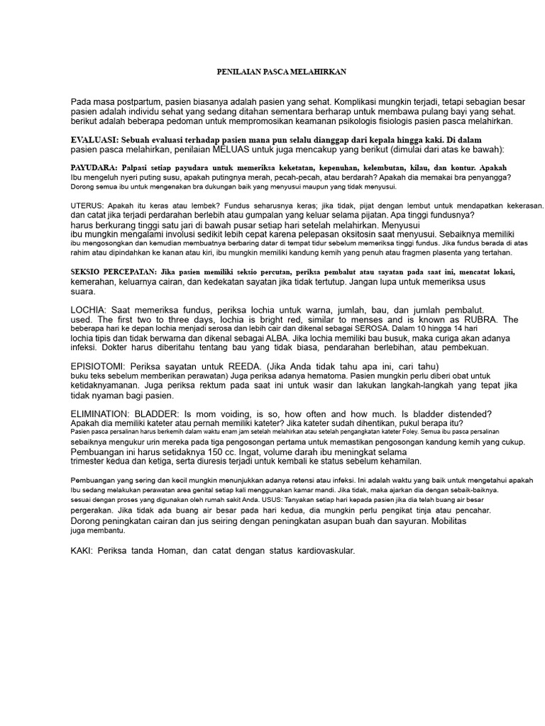 Penilaian Pasca Melahirkan (Bubblehed) | PDF