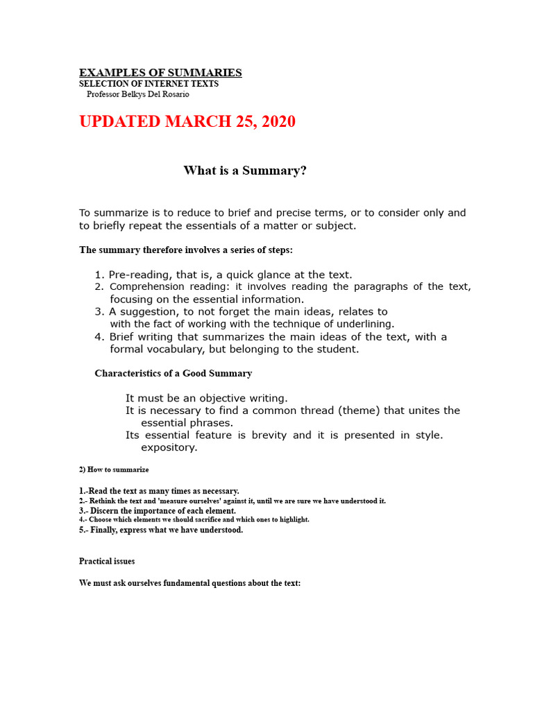 How to Write Effective Summaries | PDF | Mind | Reason