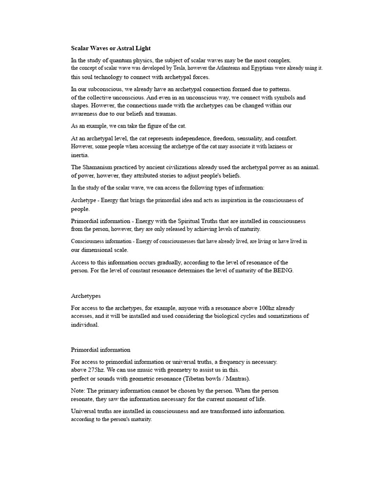 Understanding Scalar Waves and Archetypes | PDF | Information | Archetype