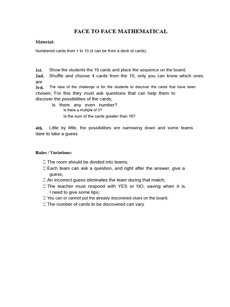 Face To Face With Mathematics | PDF