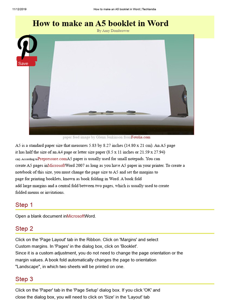 How To Make An A5 Booklet in Word | PDF