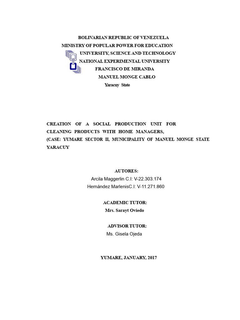 Social Production Unit for Cleaning Products | PDF | Swot Analysis ...