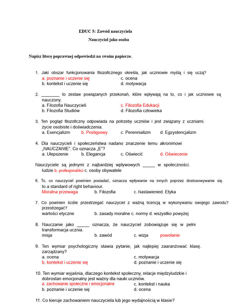 Nauczanie Zawód Ocena | PDF