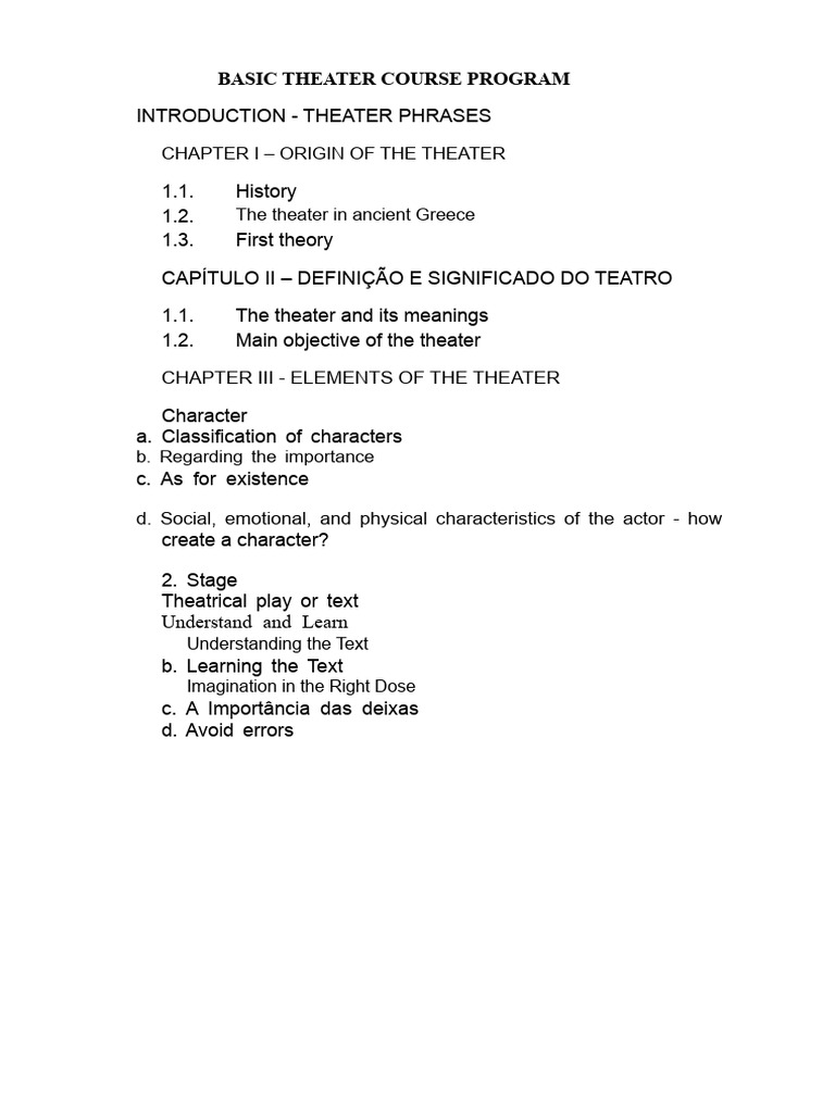 Comprehensive Theater Course Guide | PDF