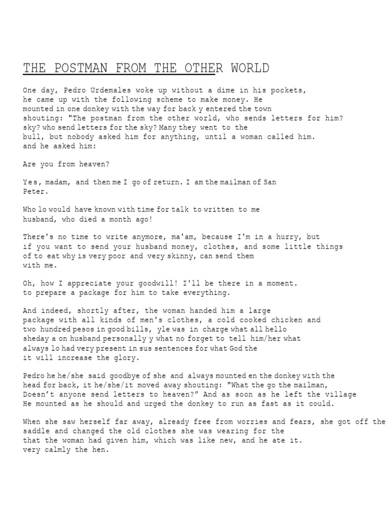 The Postman from the Other World Story | PDF
