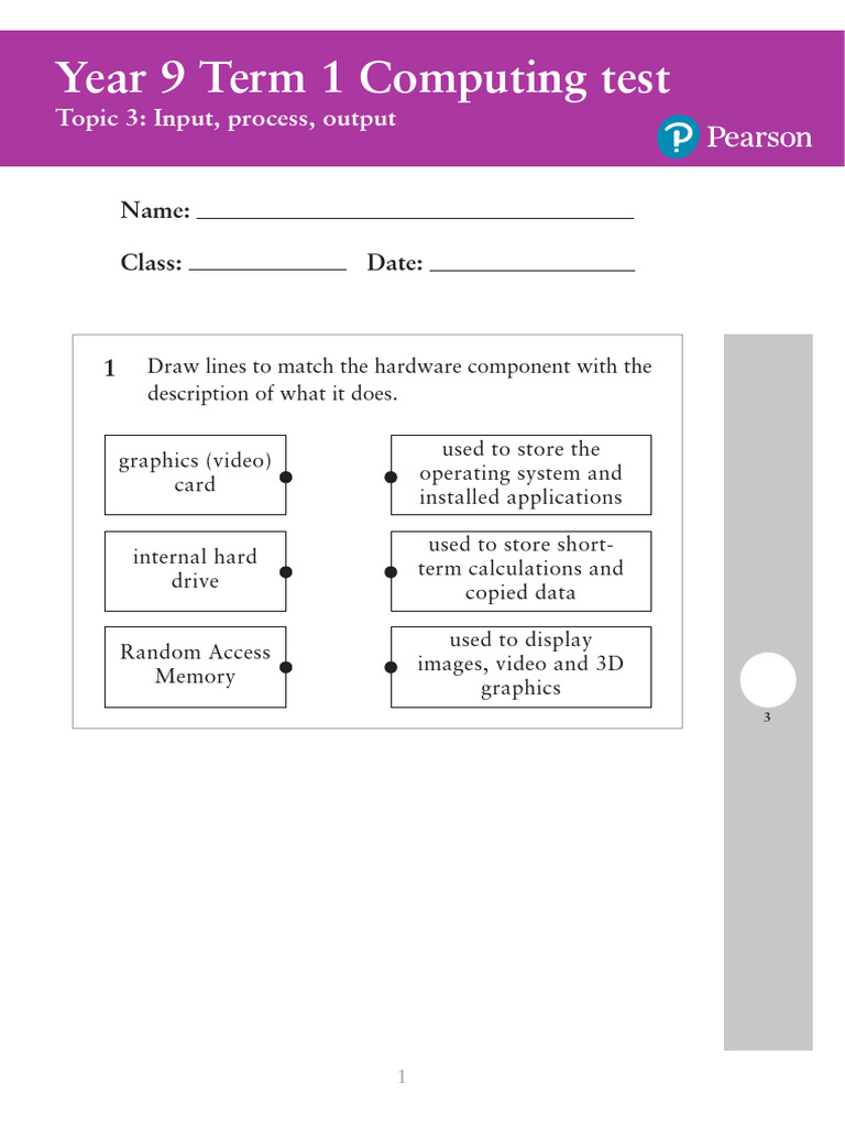 ILS Computing Y9_Topic Test_Input, Process, Output_Set 3 | PDF | Random ...