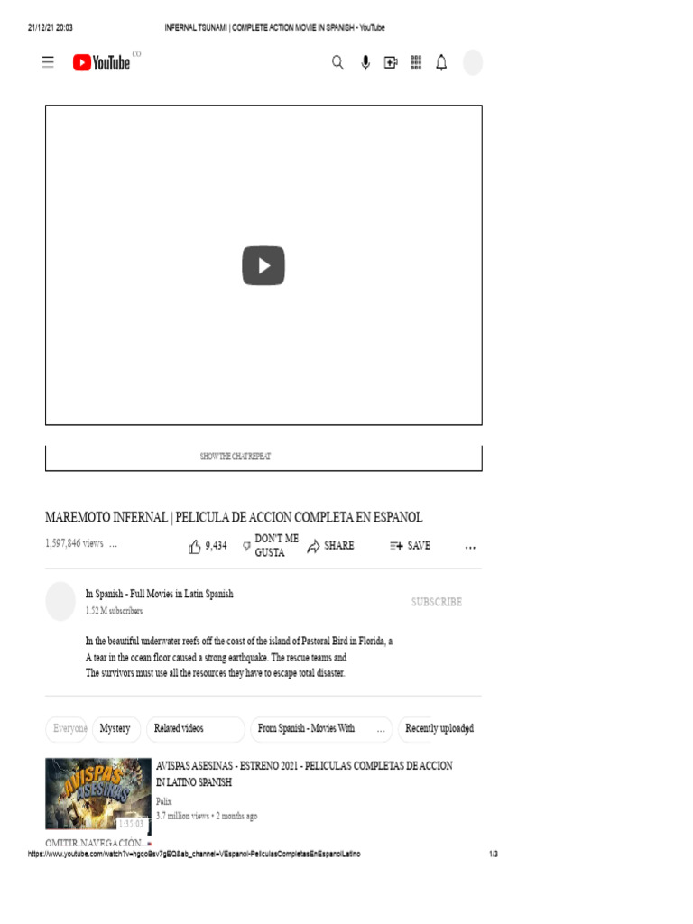 INFERNAL TSUNAMI - FULL ACTION MOVIE IN SPANISH - YouTube | PDF ...