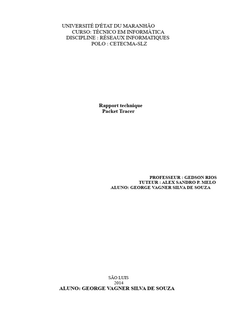 Rapport sur la création d'un réseau avec Packet Tracer | PDF | Serveur ...
