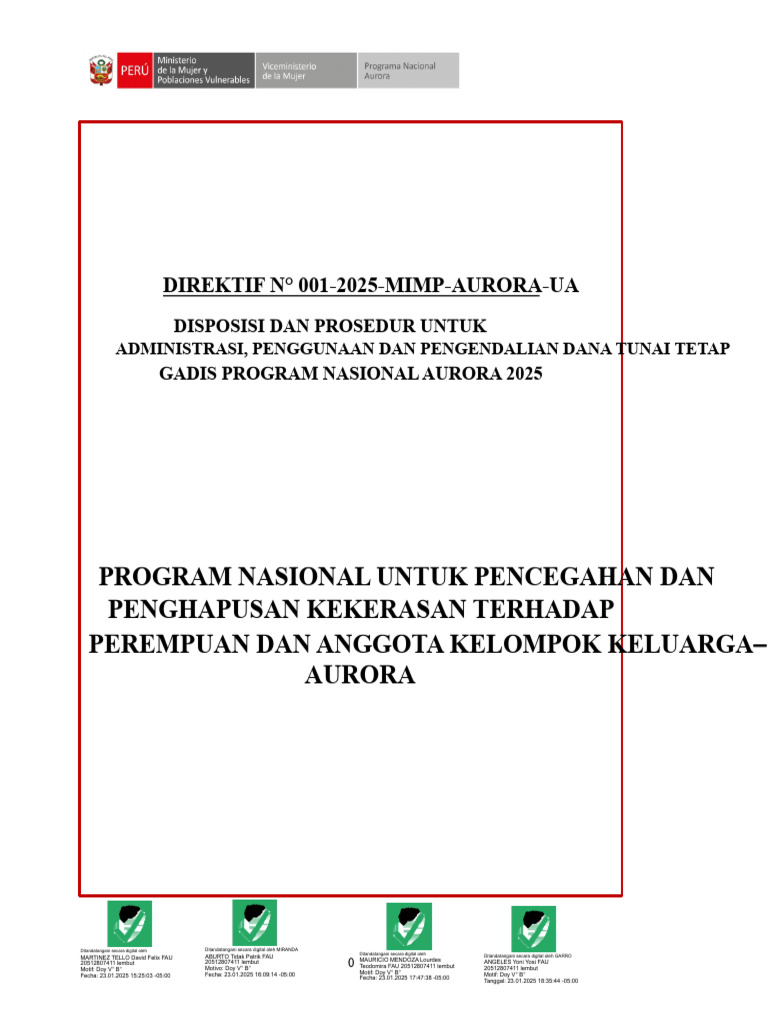 DIREKTIF NO 001-2025-MIMP-AURORA-UA | PDF