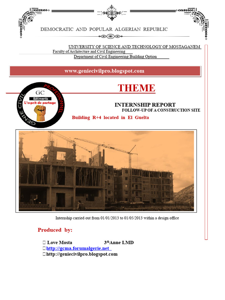 Construction Site Internship Report | PDF | Concrete | Strength Of ...