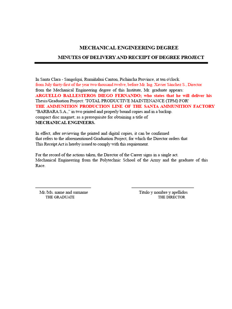 Thesis Handover Receipt Act | PDF