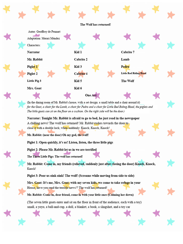 The Wolf Has Returned: A Play Script | PDF