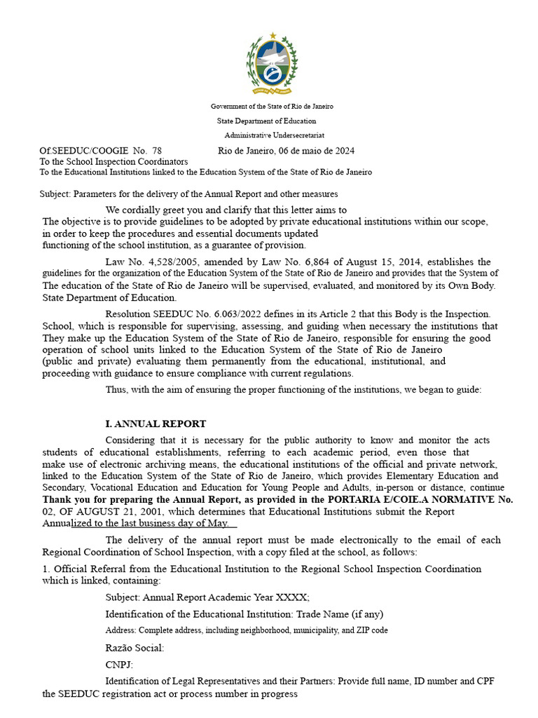 Annual Report Guidelines for Schools RJ | PDF | Regulatory Compliance