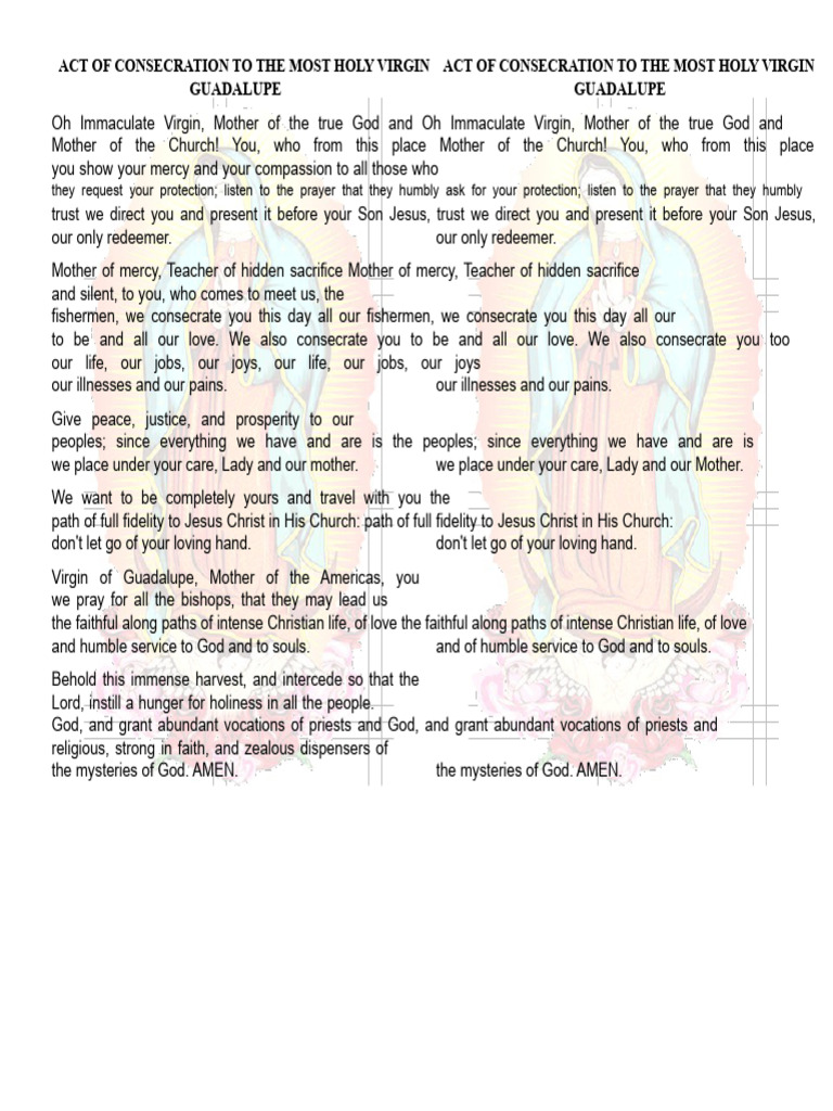 Consecration To The Most Holy Virgin of Guadalupe | PDF