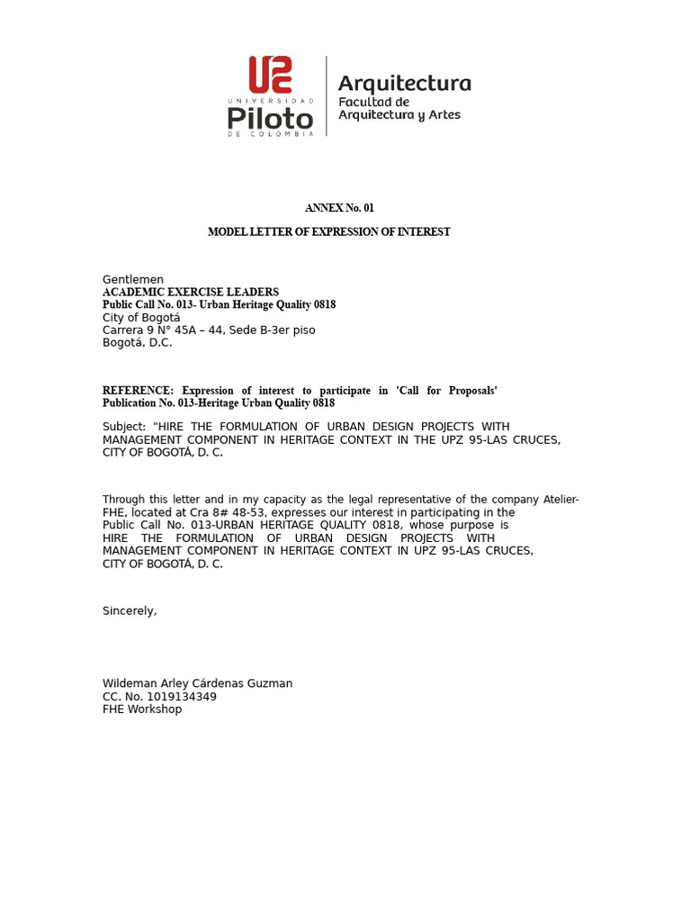 Expression of Interest for Urban Design | PDF