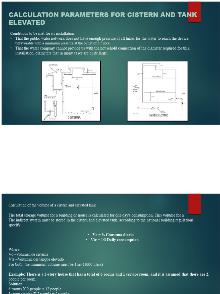 Calculation Parameters For Cistern and Elevated Tank | PDF