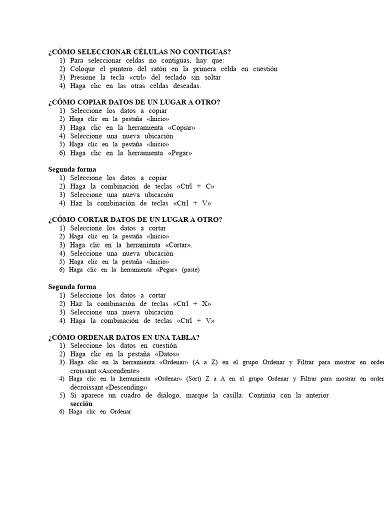 CÓMO SELECCIONAR CÉLULAS NO CONTIGUAS.docx_1563456793314 | PDF ...