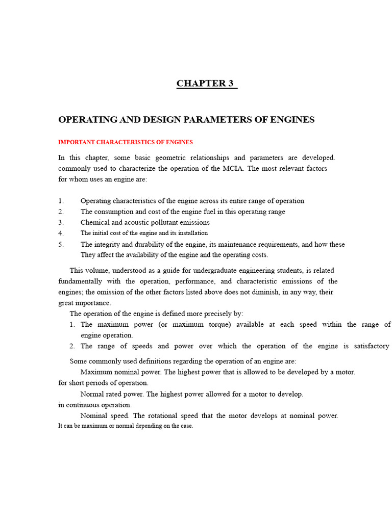Operational and Design Parameters of Engines | PDF | Engines | Exhaust Gas