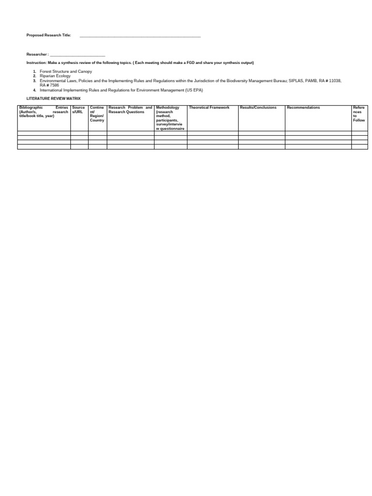 Matrix For Synthesis Review | PDF